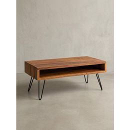 KADIMA DESIGN Couchtisch Sheesham Massivholz/Metall Rechteckig 100x40x50 cm