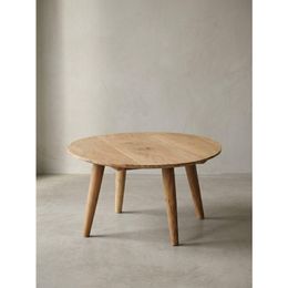 KADIMA DESIGN Couchtisch Akazien-Massivholz Rund 75x40cm, Vierbeinig Landhausstil