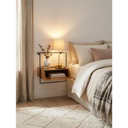 KADIMA DESIGN Nachtkonsole Mango Massivholz Modern Stil 44x45x35 cm Wandmontage mit Ablage
