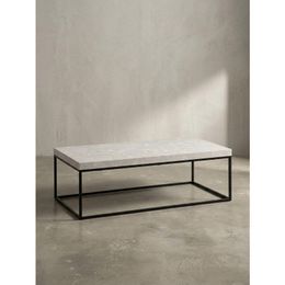 KADIMA DESIGN Couchtisch in Stein-Optik mit Metallbeinen, Modernes Design, Rechteckig, Gro&szlig;, Beige 120x60x38 cm