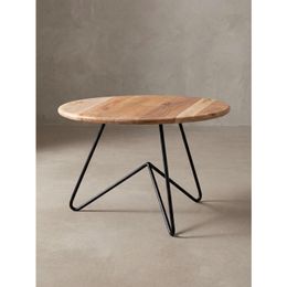 KADIMA DESIGN Couchtisch rund aus Akazien-Massivholz, 60x39.5x60 cm, Naturfarben