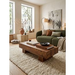 KADIMA DESIGN Couchtisch aus Massivholz &ndash; Landhausstil f&uuml;r das Wohnzimmer, Dunkelbraun 120x45x30 cm