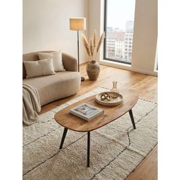 KADIMA DESIGN Couchtisch Akazie Massivholz Nierenform 110x45x60cm Holz/Metall