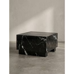 KADIMA DESIGN Couchtisch MONOBLOC in Hochglanz mit Marmor Optik, Quadratisch, W&uuml;rfel-Form, Schwarz 60x60x35 cm