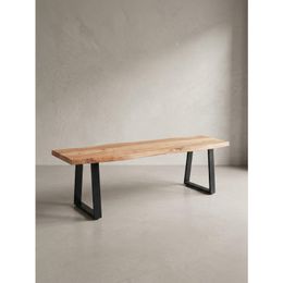 KADIMA DESIGN Esszimmerbank Massivholz Metall Baumkante ohne Lehne, Akazie 180x40x46 cm
