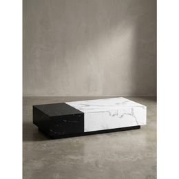 KADIMA DESIGN Couchtisch Wei&szlig; Schwarz Marmor-Optik 120x60x28 cm mit Schubladen und Stauraum