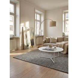 KADIMA DESIGN Couchtisch Wei&szlig; Matt MDF Holz Metallgestell &Oslash; 80 cm Modern Rund