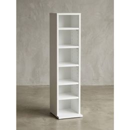 KADIMA DESIGN CD-Regal &ndash; Wei&szlig;, Holz, 21x90x20 cm, 6 F&auml;cher, offen, schmal
