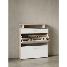 KADIMA DESIGN Schuhkipper &ndash; Sonoma Eiche, 80x95x24 cm, schmal, modern, mit Schublade