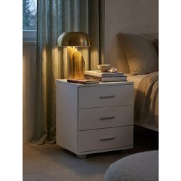 KADIMA DESIGN Nachttisch Holz 3 Schubladen Modern LATINA, Wei&szlig; 45x34x54 cm