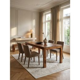 KADIMA DESIGN Esstisch Massivholz Rechteckig Zeitlos MUMBAI, Dunkelbraun 160x80x76 cm