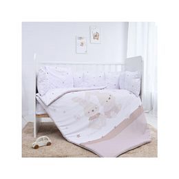 Lorelli Babybettw&auml;sche-Set 5-tlg. Decke 140 x 95 cm Kissen 43 x 35 cm Nestchen beige-wei&szlig;