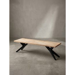 KADIMA DESIGN Esszimmerbank Massivholz Metall Loft-Stil, Akazie 120x45x45 cm