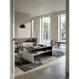 KADIMA DESIGN Couchtisch Schwarz/Wei&szlig; Holz mit Ablage 90x43x60cm, Modern Eckig Gro&szlig; Hoch