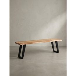 KADIMA DESIGN Esszimmerbank Massivholz Metall Baumkante U-Beine, Akazie 120x40x46 cm