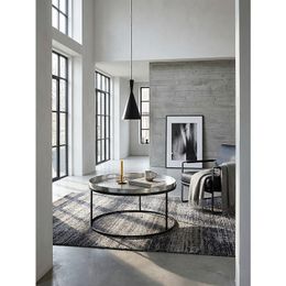 KADIMA DESIGN Couchtisch Schwarz Silber Aluminium Rund 62x62x36 cm Abnehmbares Tablett