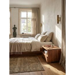KADIMA DESIGN Nachttisch Massivholz Schublade Ablage Landhausstil MUMBAI, Akazie 40x40x30 cm