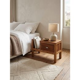 KADIMA DESIGN Nachttisch &ndash; Massivholz, 40 cm hoch, Schublade & Ablagefach, Landhausstil