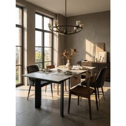 KADIMA DESIGN Esstisch Keramik Glas Metall Ausziehbar Marmoroptik, Wei&szlig; 180x95x77 cm