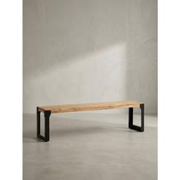 KADIMA DESIGN Esszimmerbank Massivholz Metall ohne Lehne, Akazie 120x40x45 cm