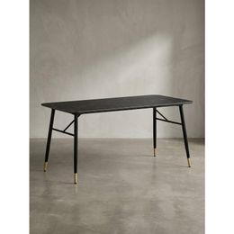 KADIMA DESIGN Esstisch Marmoroptik Metall Rechteckig Modern Klein, Schwarz 180x90x76 cm