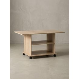 KADIMA DESIGN Couchtisch drehbar mit Rollen und Stauraum aus Holz, Sonoma 54x95x51 cm