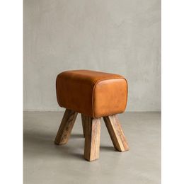 KADIMA DESIGN Sitzhocker &ndash; Echtleder, 40x30x47 cm, Turnbock-Design