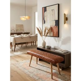 KADIMA DESIGN Sitzbank &ndash; Leder/Massivholz, 115x53x38 cm, Braun, ohne Lehne