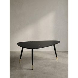 KADIMA DESIGN Couchtisch mit Marmor Optik, Dreibein, Metall-Gestell, Dreieckig, Schwarz 90x60x41 cm