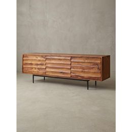KADIMA DESIGN Lowboard Massivholz Landhausstil 147x50x38 cm mit 3 T&uuml;ren
