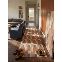 L&auml;ufer geometrisch Orange-Natur 60 x 230 cm - COQUET KADIMA DESIGN