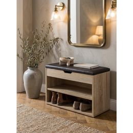 KADIMA DESIGN Schuhbank Holz gepolstert mit Stauraum schmal, Sonoma 60x30x40 cm