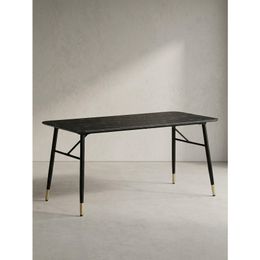 KADIMA DESIGN Esstisch Marmoroptik Metall Rechteckig Modern Klein, Schwarz 160x80x76 cm