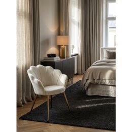 KADIMA DESIGN Esszimmerstuhl Samtbezug mit Metallgestell Schalenform Skandinavisch gepolstert, Wei&szlig; 47x53x80 cm