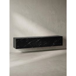 KADIMA DESIGN TV-Lowboard h&auml;ngend gro&szlig;, Marmor-Optik, Klappt&uuml;ren, modern, Schwarz 160x30x30 cm