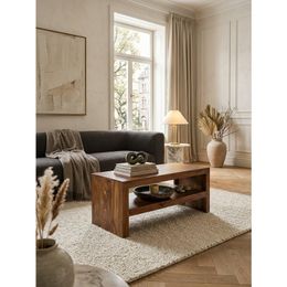 KADIMA DESIGN Couchtisch Massivholz in Braun, Landhaus-Stil Design, 110cm Breite