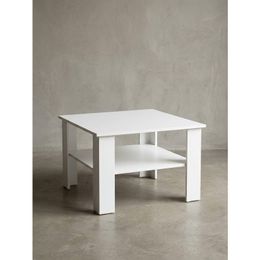 KADIMA DESIGN Couchtisch Eiche mit Ablage und Stauraum, Wei&szlig; 60x60x42 cm