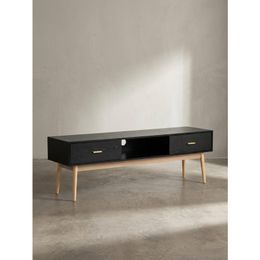 KADIMA DESIGN Lowboard Schwarz Eiche-Dekor Modern Stil 150x50x40 cm mit Schubladen und Ablagefach