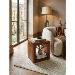 KADIMA DESIGN Standregal &ndash; Massivholz Natur, 44 cm hoch, Cube-Design, Landhausstil