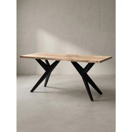 KADIMA DESIGN Esstisch Massivholz Metall Rechteckig Loft-Stil, Akazie 180x90x76 cm