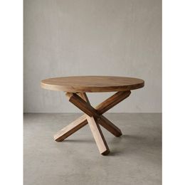 KADIMA DESIGN Esstisch Rund Massivholz Landhausstil BOHA, Dunkelbraun 120x120x75 cm