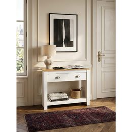 KADIMA DESIGN Konsolentisch &ndash; Wei&szlig;/Eiche, 85x35x76 cm, schmal, mit Schubladen und Stauraum