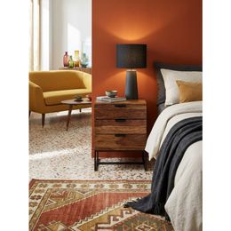 KADIMA DESIGN Nachttisch &ndash; Massivholz/Metall, 50x40x65 cm, 3 Schubladen, Industrial-Stil
