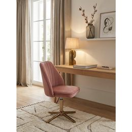 KADIMA DESIGN Drehstuhl Samt mit Lehne und ohne Rollen, Rosa 46x47x100 cm