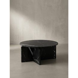 KADIMA DESIGN Couchtisch rund in Stein-Optik &ndash; modernes Design in Gro&szlig;format, Schwarz 70x70x33 cm