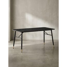 KADIMA DESIGN Esstisch Marmoroptik Metall Rechteckig Modern Klein, Schwarz 140x80x76 cm