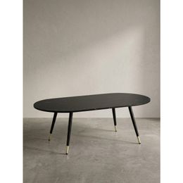 KADIMA DESIGN Couchtisch oval in Marmor-Optik &ndash; mit Metallgestell im modernen Design, Schwarz 120x60x42 cm