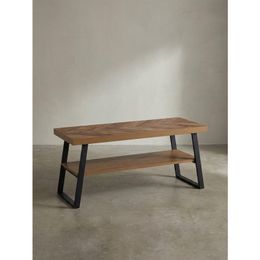KADIMA DESIGN Schuhbank &ndash; 100x41x40 cm, Eiche-Dekor, Fischgr&auml;t, mit Ablage