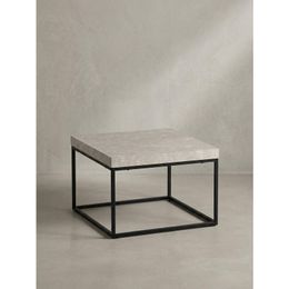 KADIMA DESIGN Couchtisch in Stein-Optik mit Metallbeinen im modernen Design, Beige 60x60x38 cm