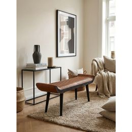 KADIMA DESIGN Sitzbank &ndash; Echtleder/Holz, 125x51x38 cm, Modern
